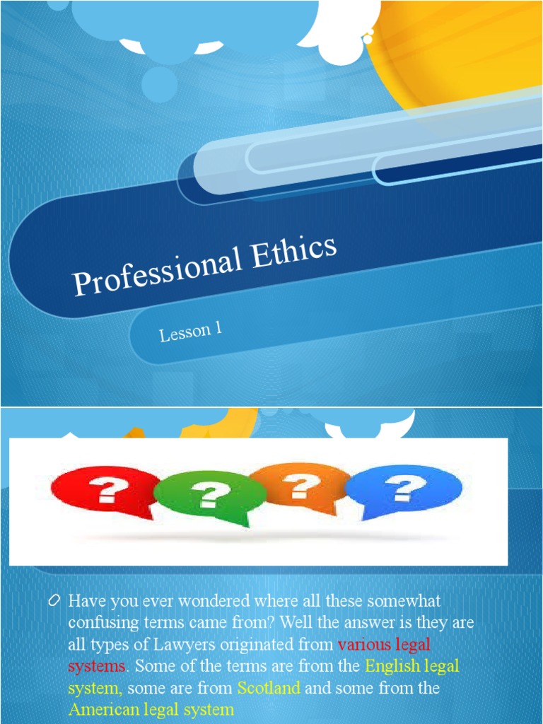 Professional Ethics - Lesson 1 | PDF | Barrister | Advocate