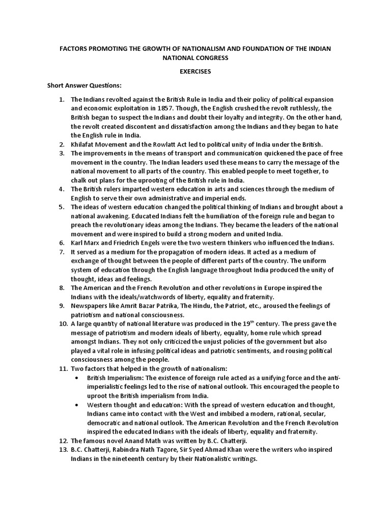 Factors Promoting The Growth of Nationalism and Foundation of The ...