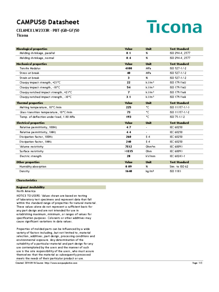 CELANEX PBT (GB+GF) | PDF | Strength Of Materials | Guarantee