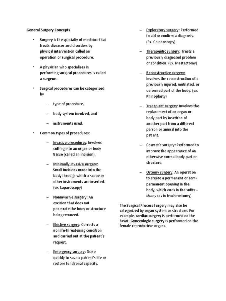 A Comprehensive Overview of General Surgery Concepts and the Surgical ...