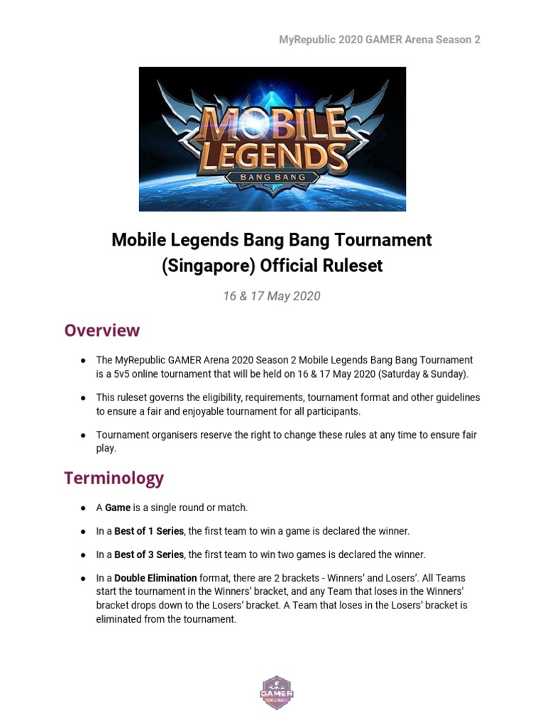 Mobile Legends Bang Bang Tournament (Singapore) Official Ruleset | PDF ...
