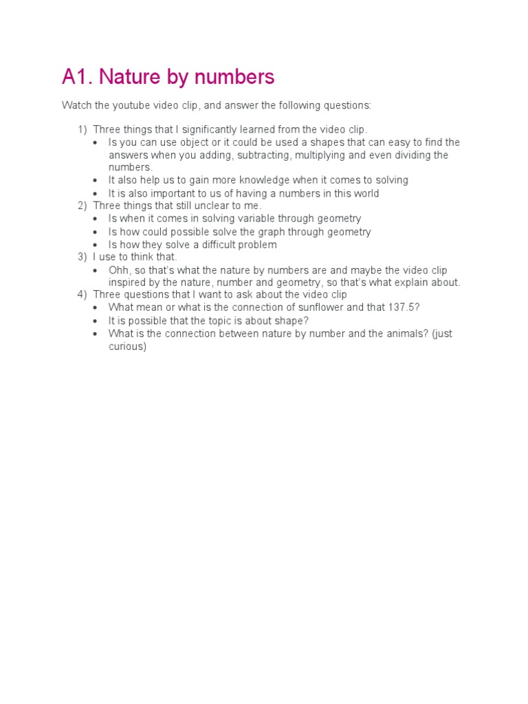 Insights from "Nature by Numbers" Video | PDF