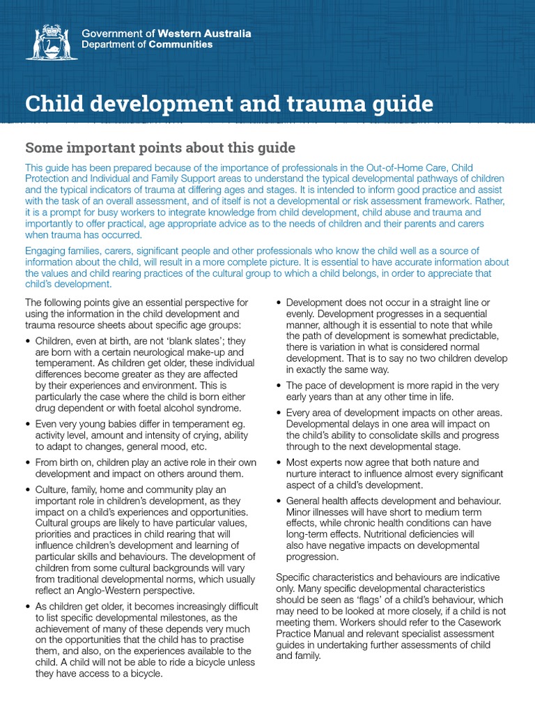 Child Development and Trauma Guide: Some Important Points About This ...