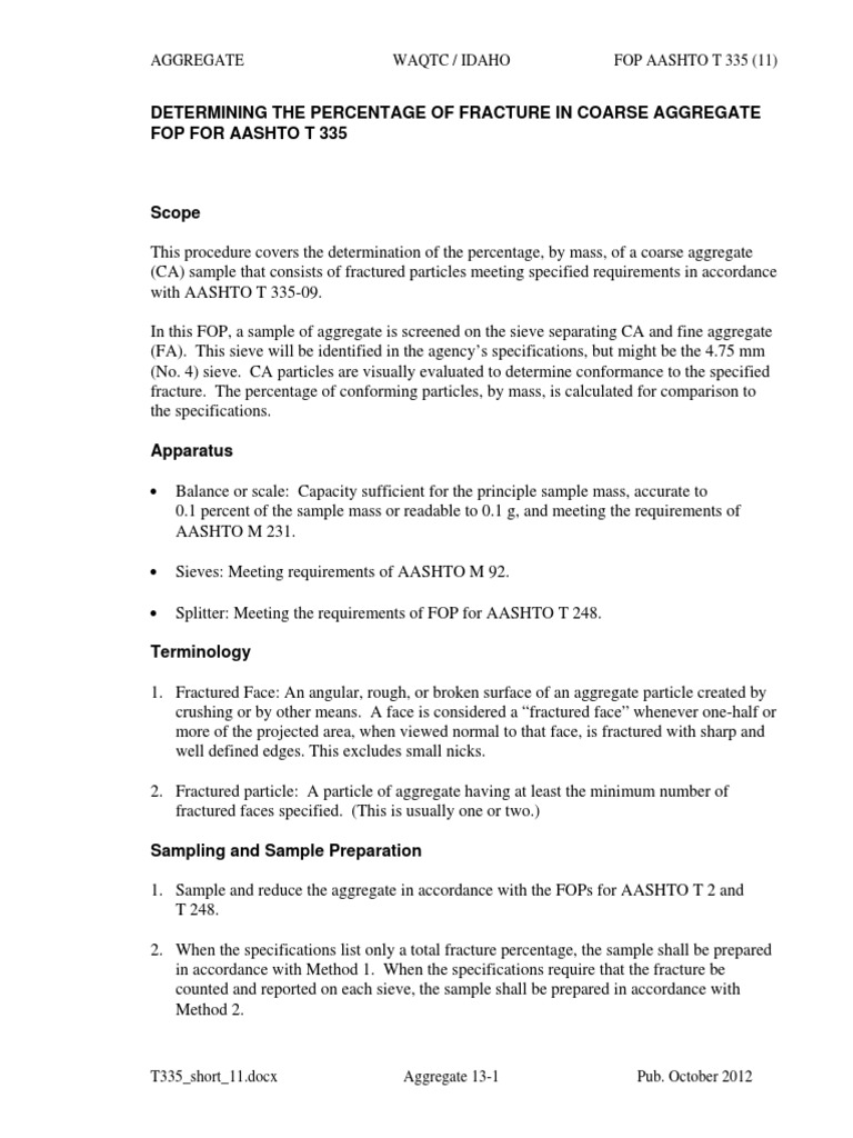Aashto Fractured Face | PDF | Mass | Nature