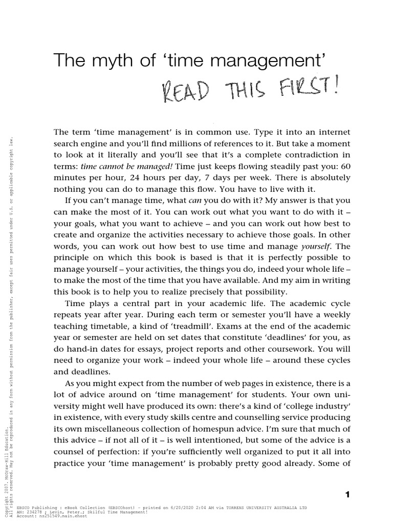 The Myth of Time Management' | PDF | Uncertainty | Time