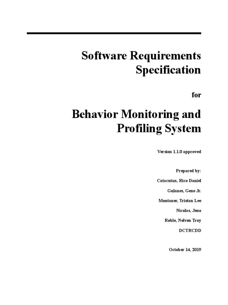 Software Requirements Specification: Version 1.1.0 Approved | PDF | Databases | User (Computing)