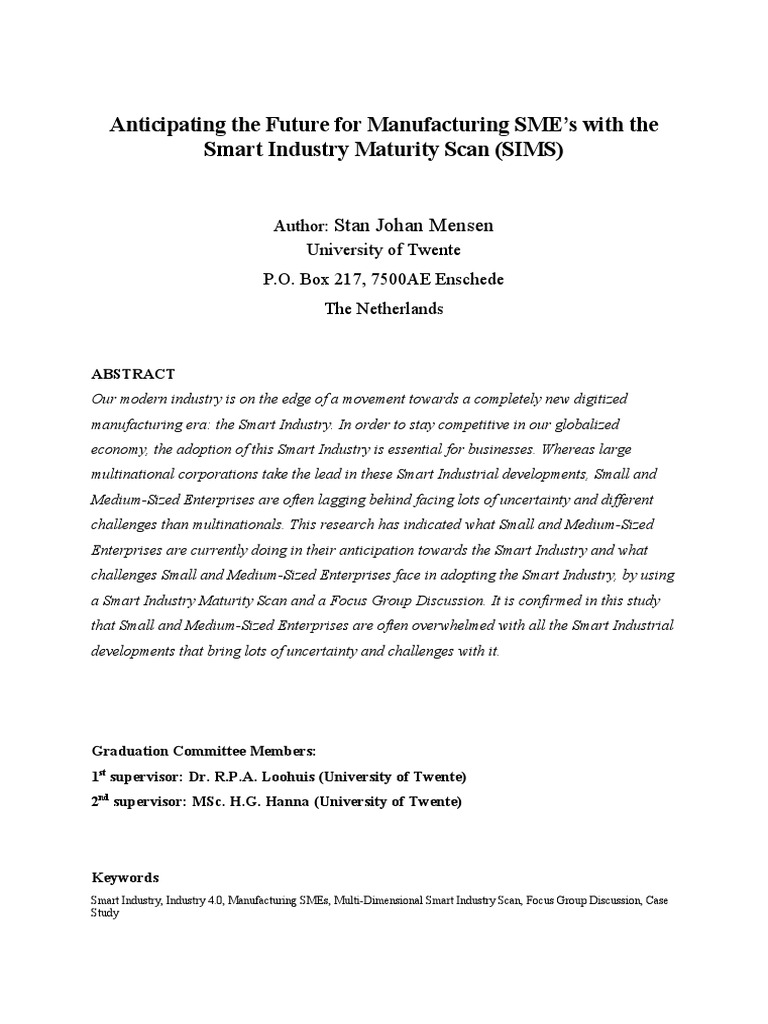 Bachelor Thesis Smart Industry | PDF | Small And Medium Sized ...