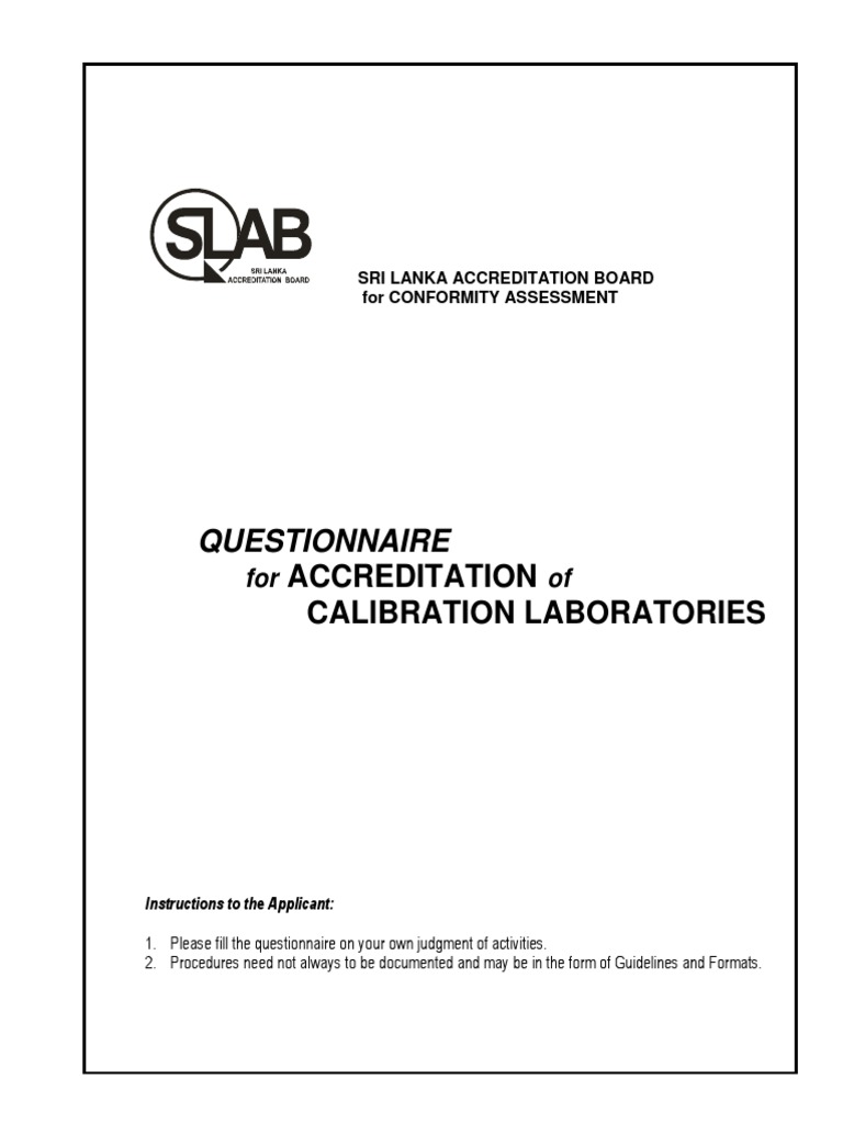 Calibration Laboratory Accreditation Questionnaire | PDF | Calibration ...