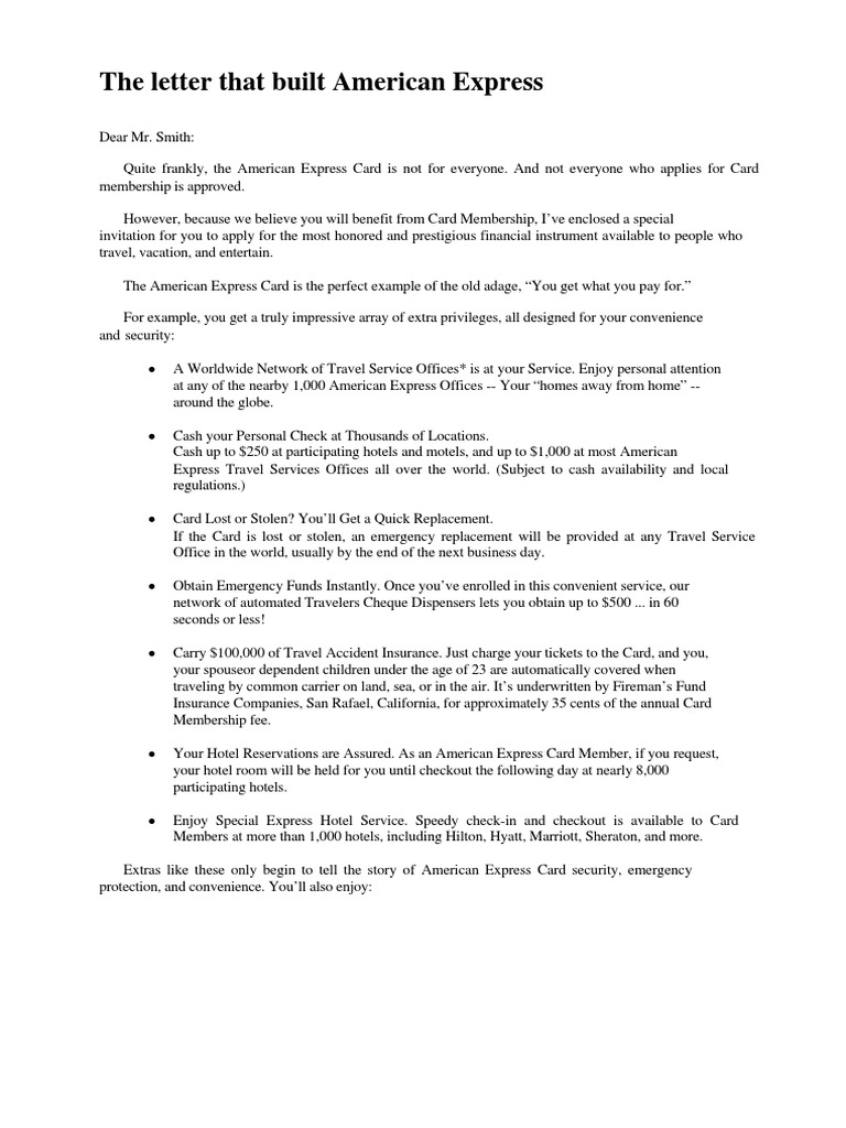 The Letter That Built American Express PDF | PDF | American Express ...