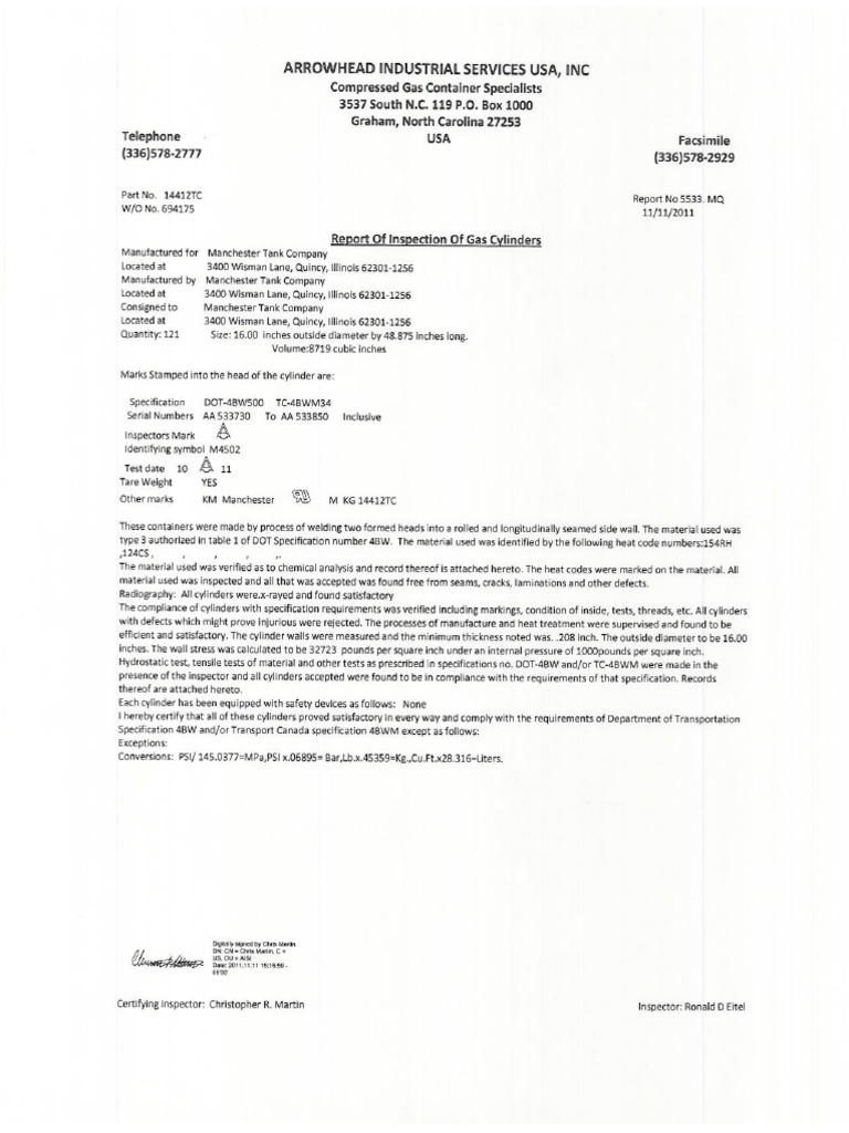 DOT Report-Cylinders | PDF