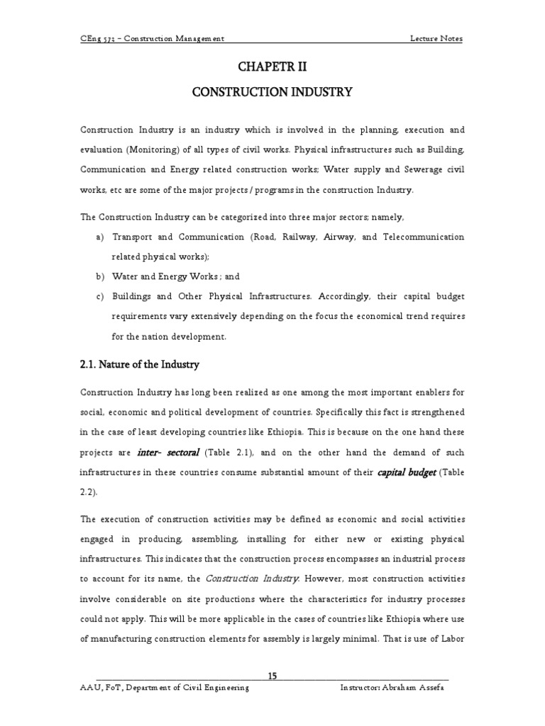 Chapter 2 - Construction Industry | PDF | Construction Management ...