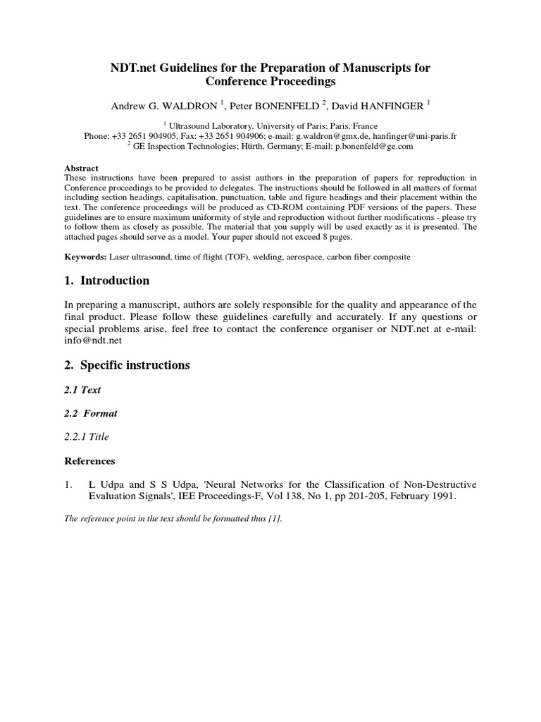 Conference Proceedings: 2.1 Text 2.2 Format | PDF