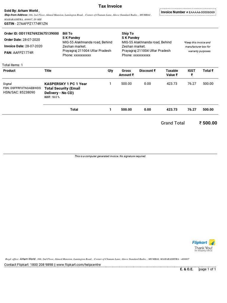 Kaspersky 1 PC 1 Year Total Security (Email Delivery - No CD) | PDF ...