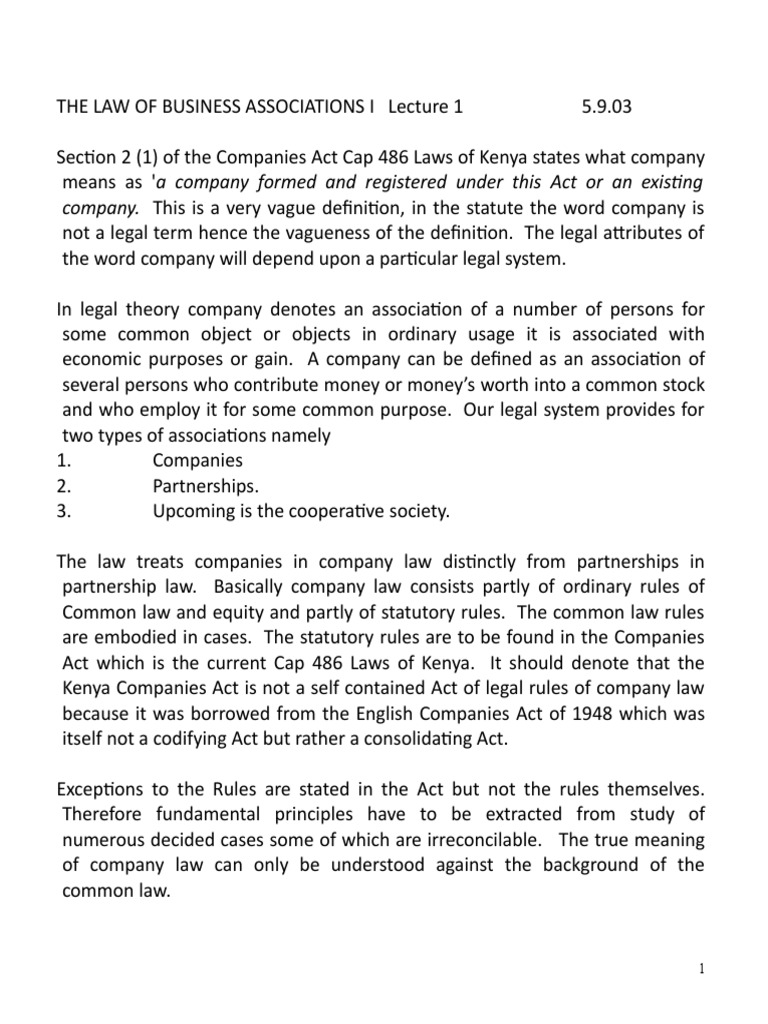 Company Law NOTES UON | PDF | Corporations | Lawsuit