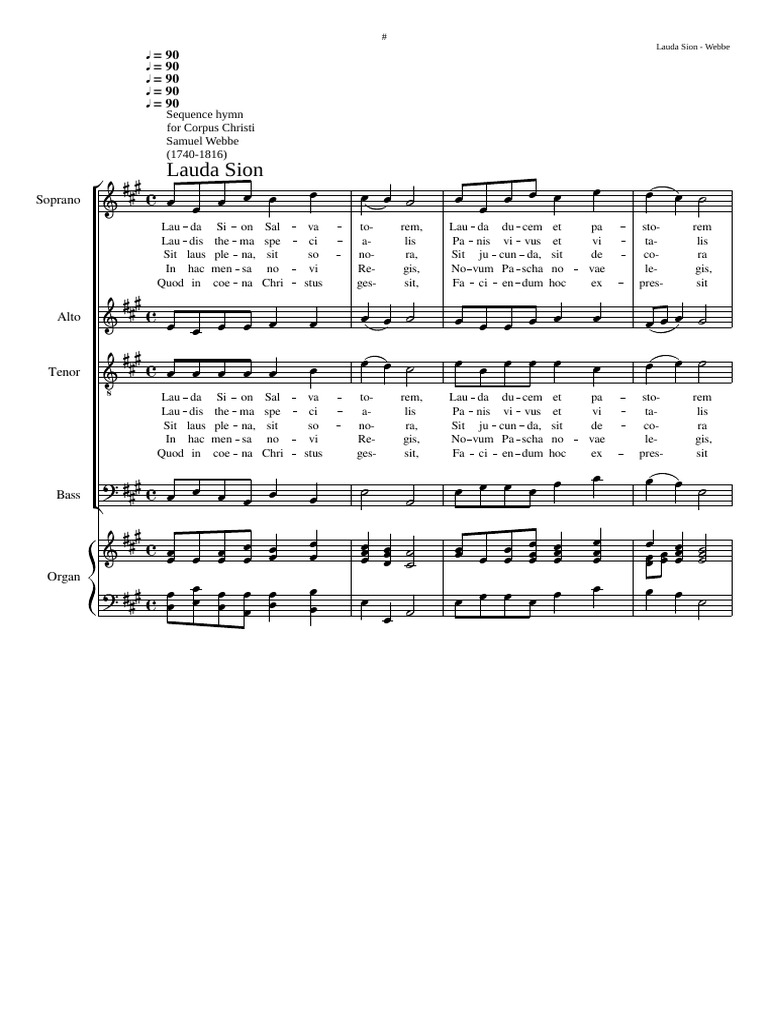 Lauda Sion Salvatorem - Samuel Webbe | PDF | Business