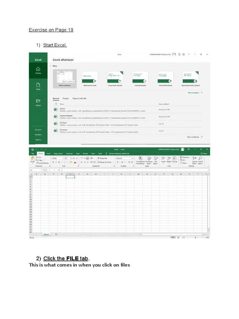 An Instruction Manual for Basic Excel Tasks: Opening Options ...
