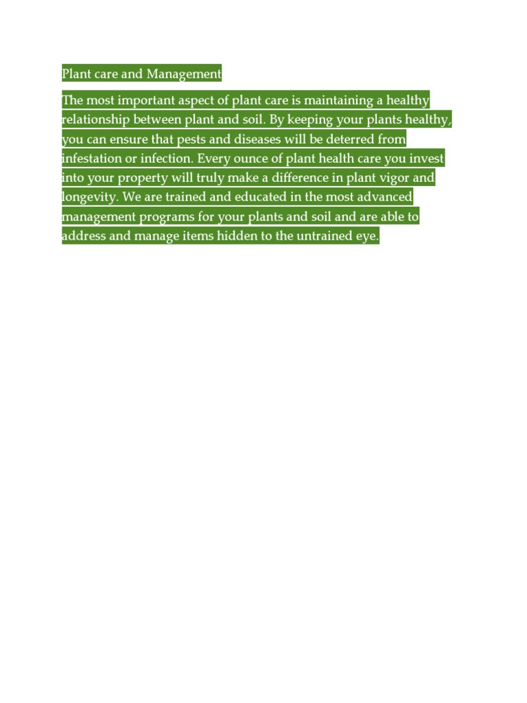 Essential Plant Care Management Guide | PDF