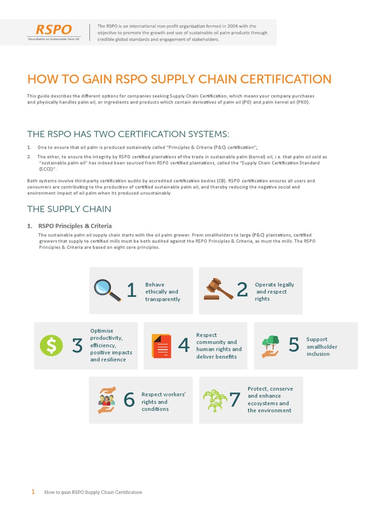 Guide To RSPO Supply Chain Certification 2019-English | PDF | Palm Oil ...