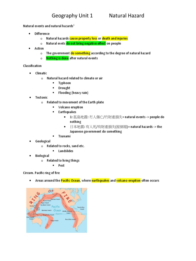 Geography Unit 1 Natural Hazard | PDF
