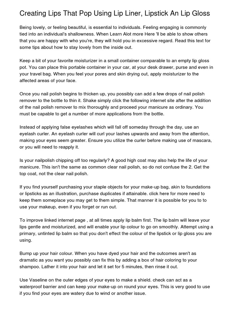 Creating Lips That Pop Utilizing Lip Liner Lipstick An Lip Glosswmmlm ...