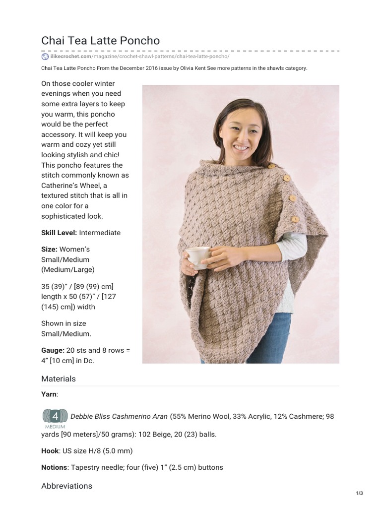 Chai Tea Latte Poncho | PDF | Crochet | Handicrafts