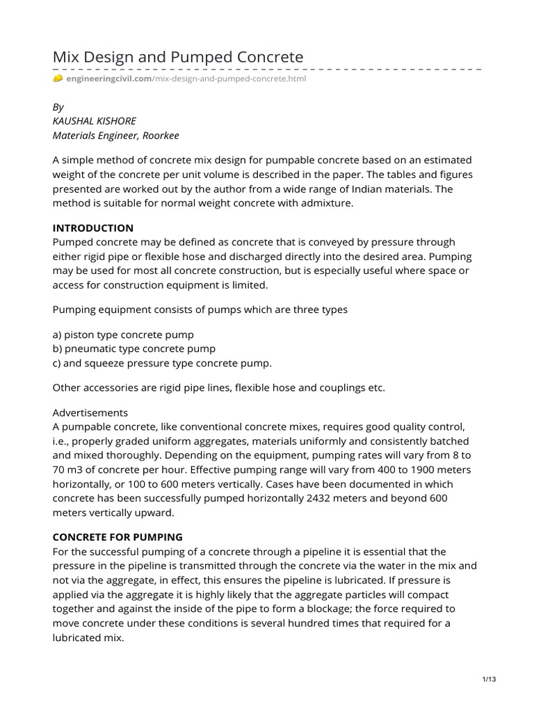 Mix Design and Pumped Concrete | PDF | Construction Aggregate | Concrete