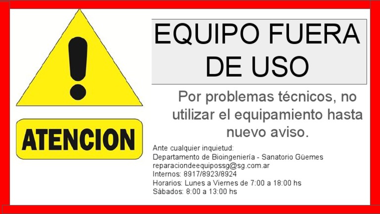 Cartel Equipo Fuera de USO | PDF