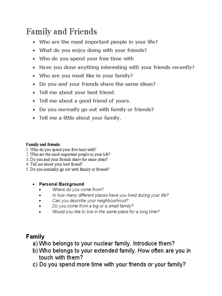 Close Connections: Family & Friends | PDF