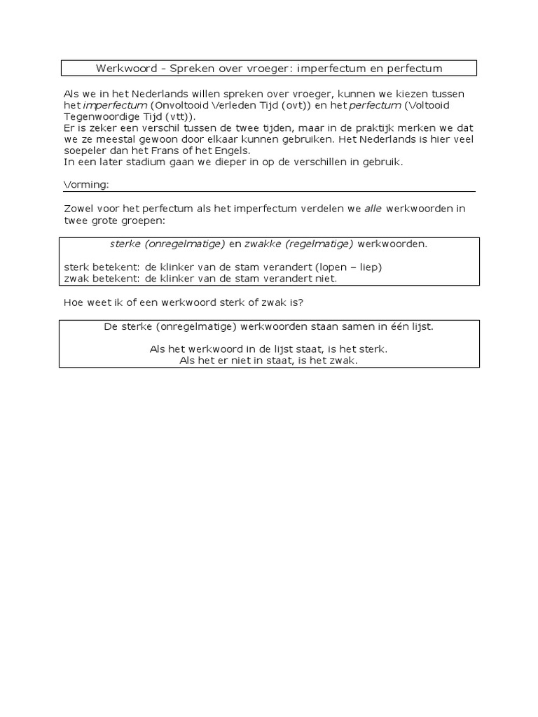 07NedLer Imperfectum en Perfectum | PDF