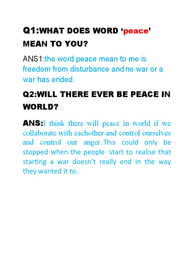 What Does Word ' Mean To You?: Peace | PDF