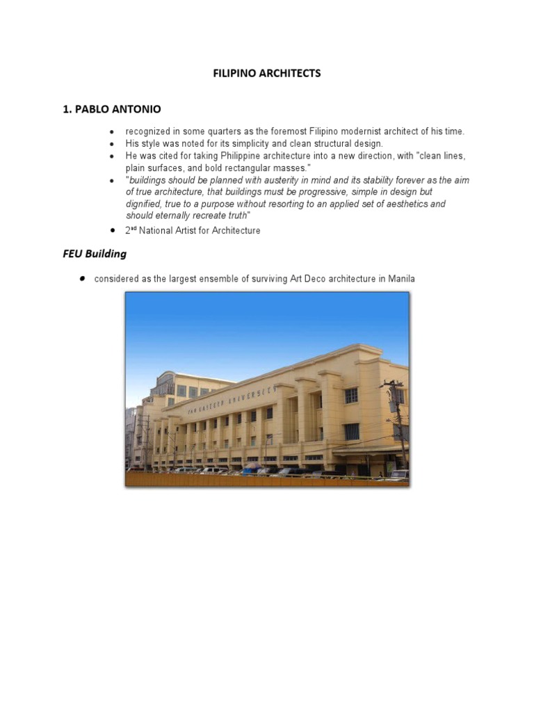 Filipino Architects | PDF | Architectural Design | Architecture