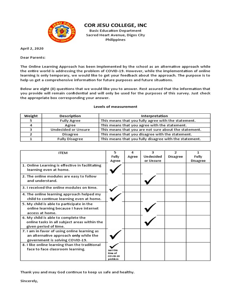 Cor Jesu College, Inc: Levels of Measurement Weight Description ...