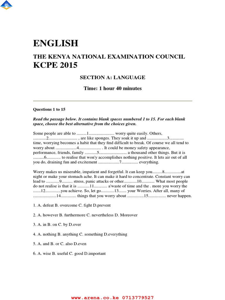 English Language Question Paper 2015 | PDF | Loneliness