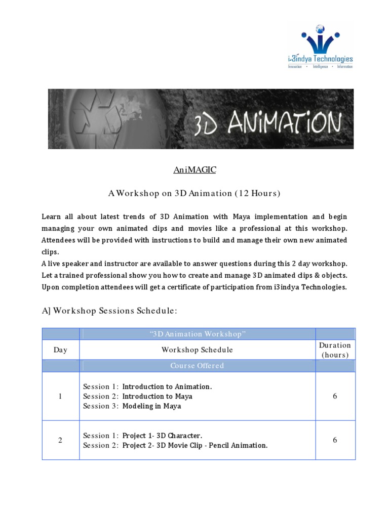 3D Animation Brochure | PDF | 3 D Computer Graphics | Animation