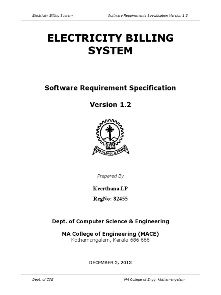 Electricity Billing System SRS Document | PDF | User (Computing) | Databases