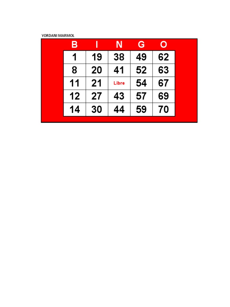 Modelo Carton de Bingo | PDF