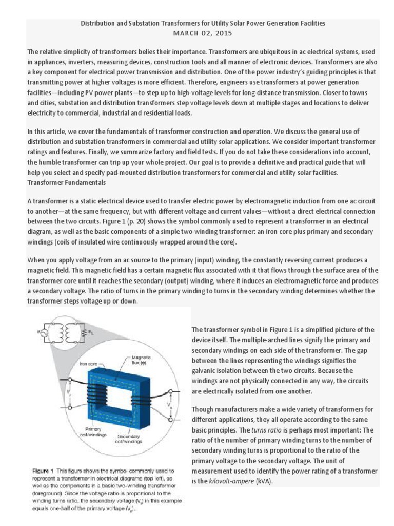 Distribution and Substation Transformers For Utility Solar Power ...