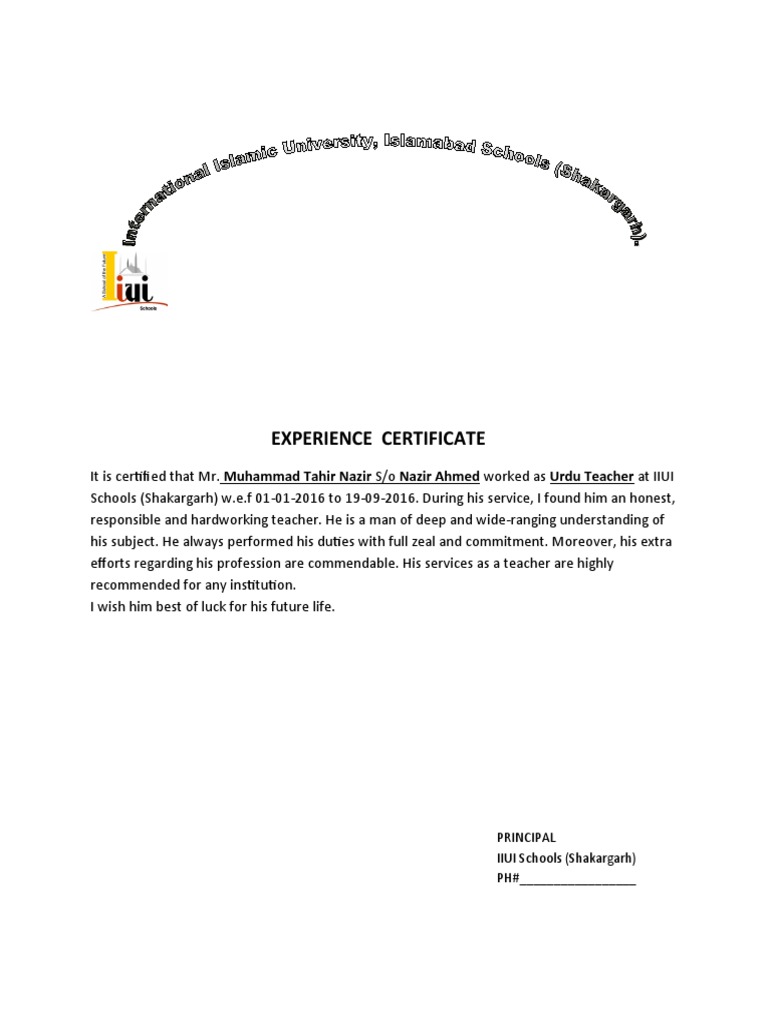 Experience Certificat | PDF