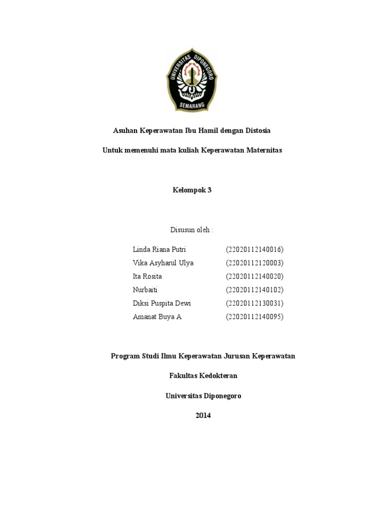 Asuhan Keperawatan Distosia | PDF