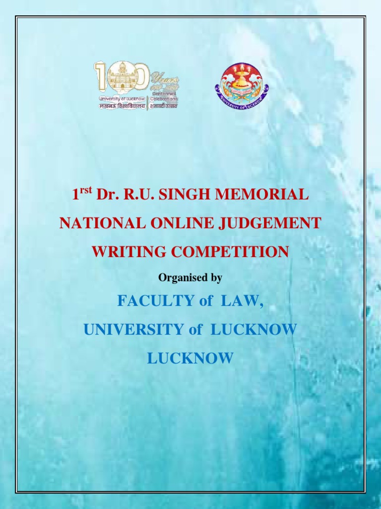 1 Dr. R.U. Singh Memorial National Online Judgement Writing Competition ...