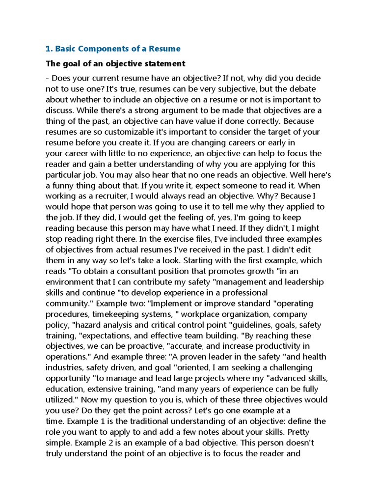 Basic Components of A Resume | PDF | Résumé | Safety
