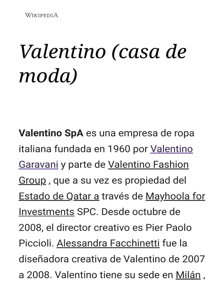 Valentino (Casa de Moda) - Wikipedia PDF | PDF | Moda | Ropa