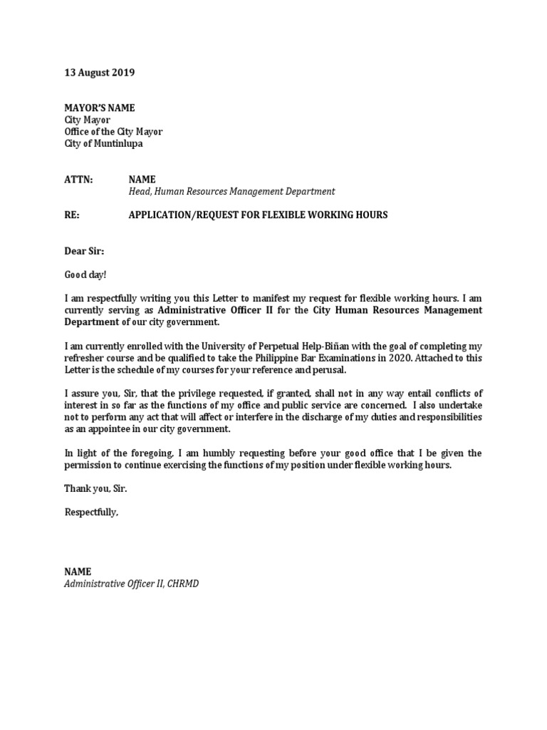 Request For Flexi Hours Sample | PDF