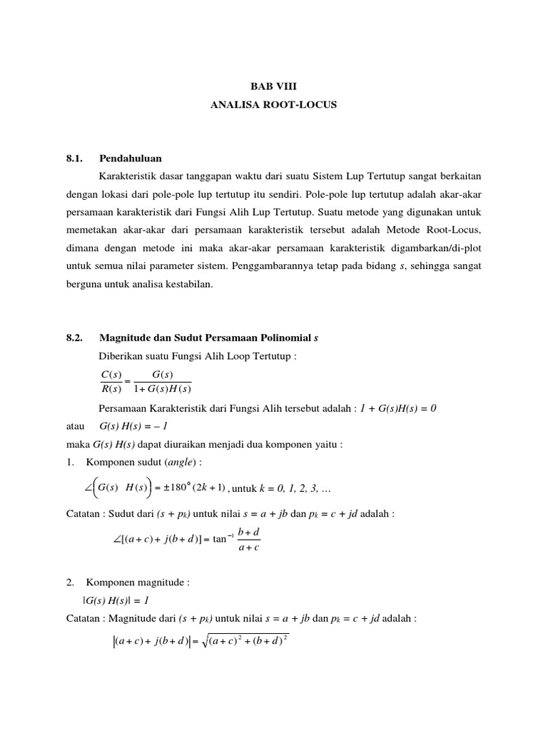 Analisa Root-Locus dalam Sistem Kontrol | PDF