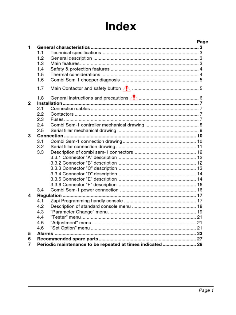 Zapi Combi Sem-1 DC Drive System Manual | PDF | Electrical Connector | Electric Motor