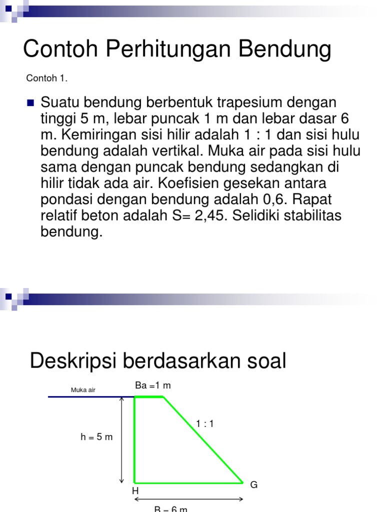 Contoh Perhitungan Sederhana Stabilitas Bendung | PDF
