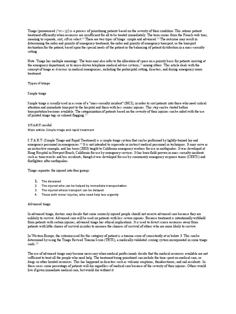 Triage | PDF | Anatomical Terms Of Motion | Major Trauma