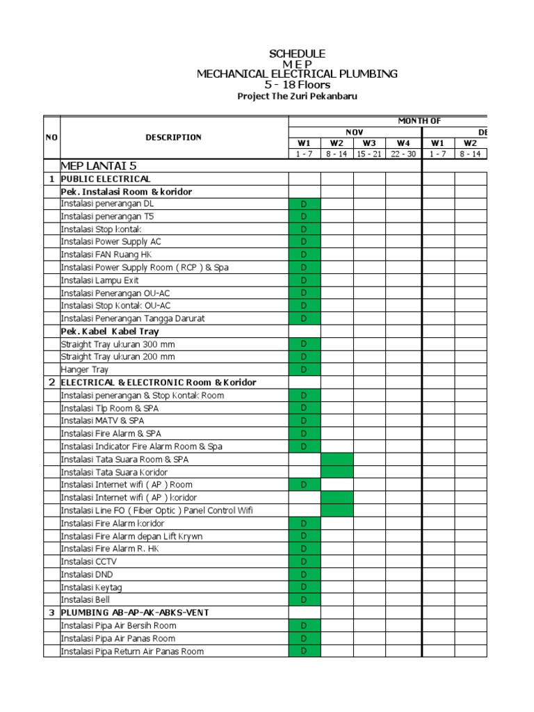Schedule MEP | PDF | Building | Engineering Thermodynamics
