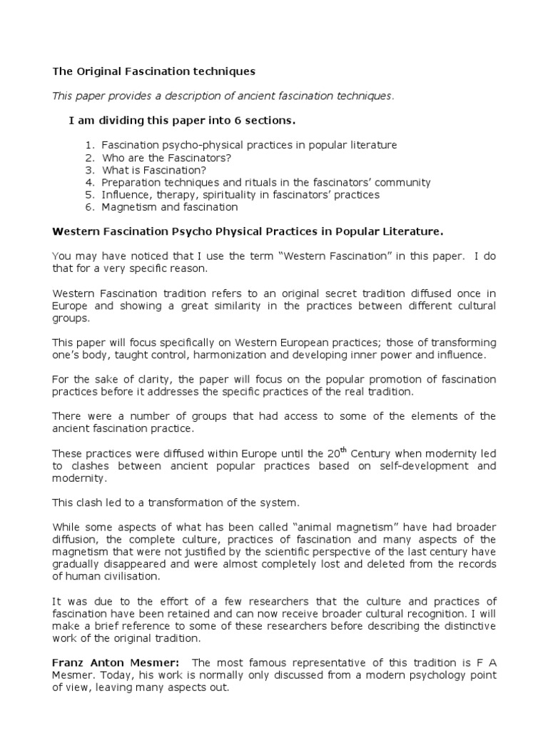 The Original Fascination Techniques | PDF | Medusa