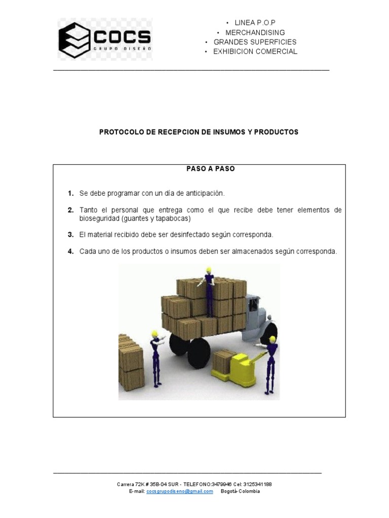 Protocolo de Recepcion de Insumos y Productos | PDF